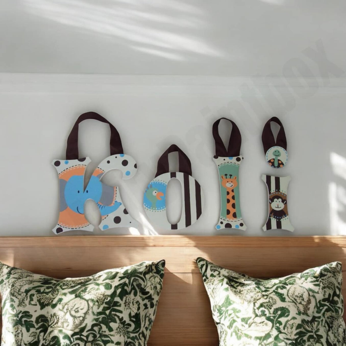 Friendly Safari Animals Painted Wood Wall Letters