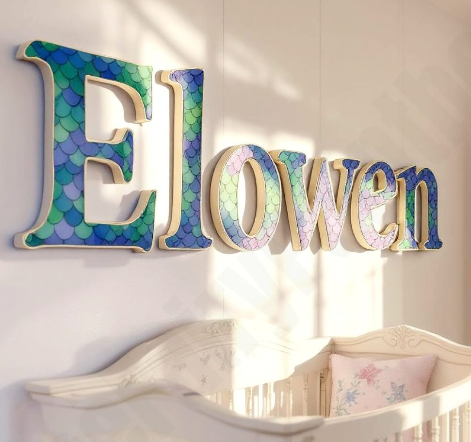 Dragon Scales Nursery Decor Painted Wall Letters – TheFairyPaintBox