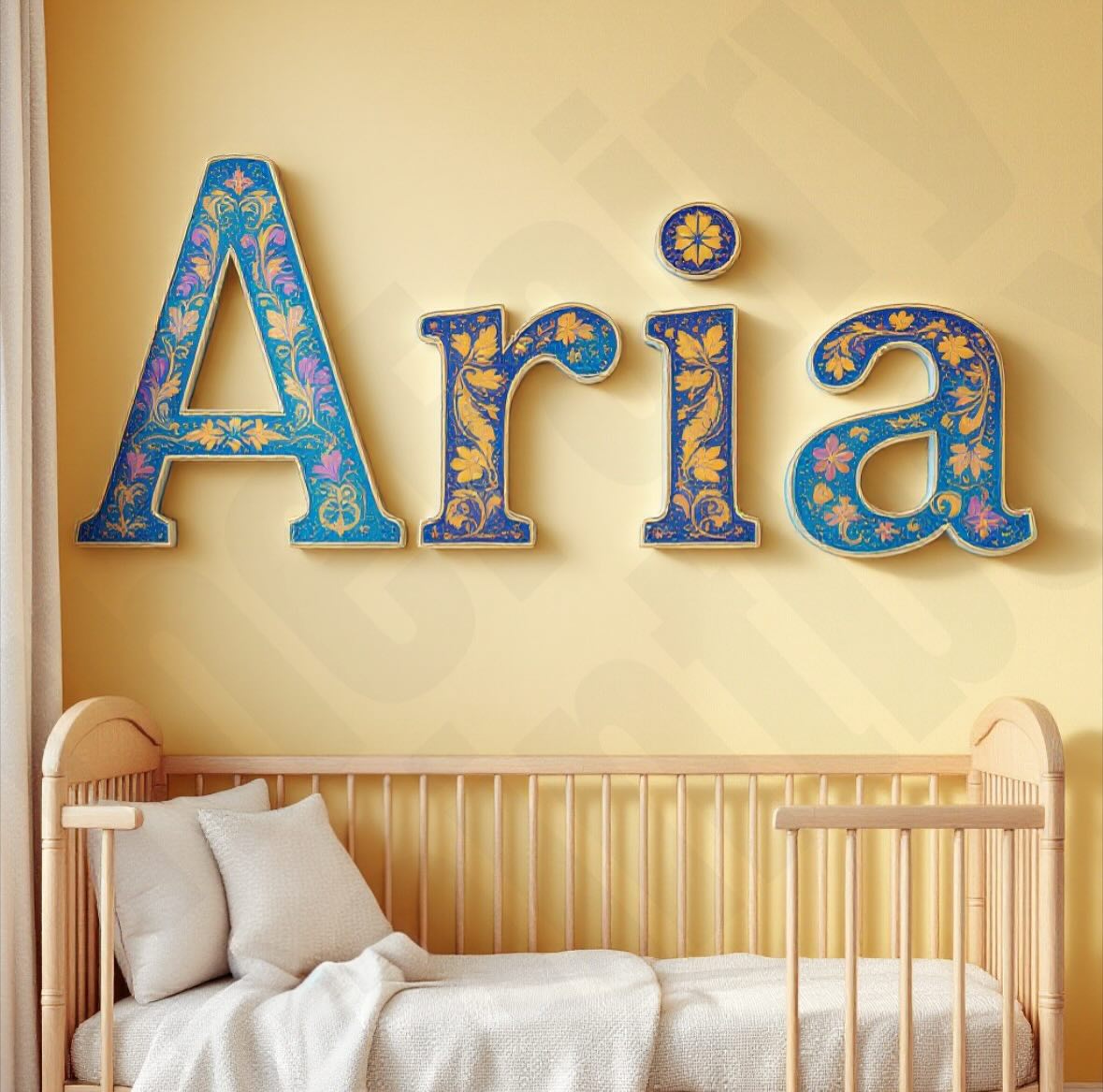 Moroccan Inspired Floral Vine Baby Nursery Room Wall Letters ...