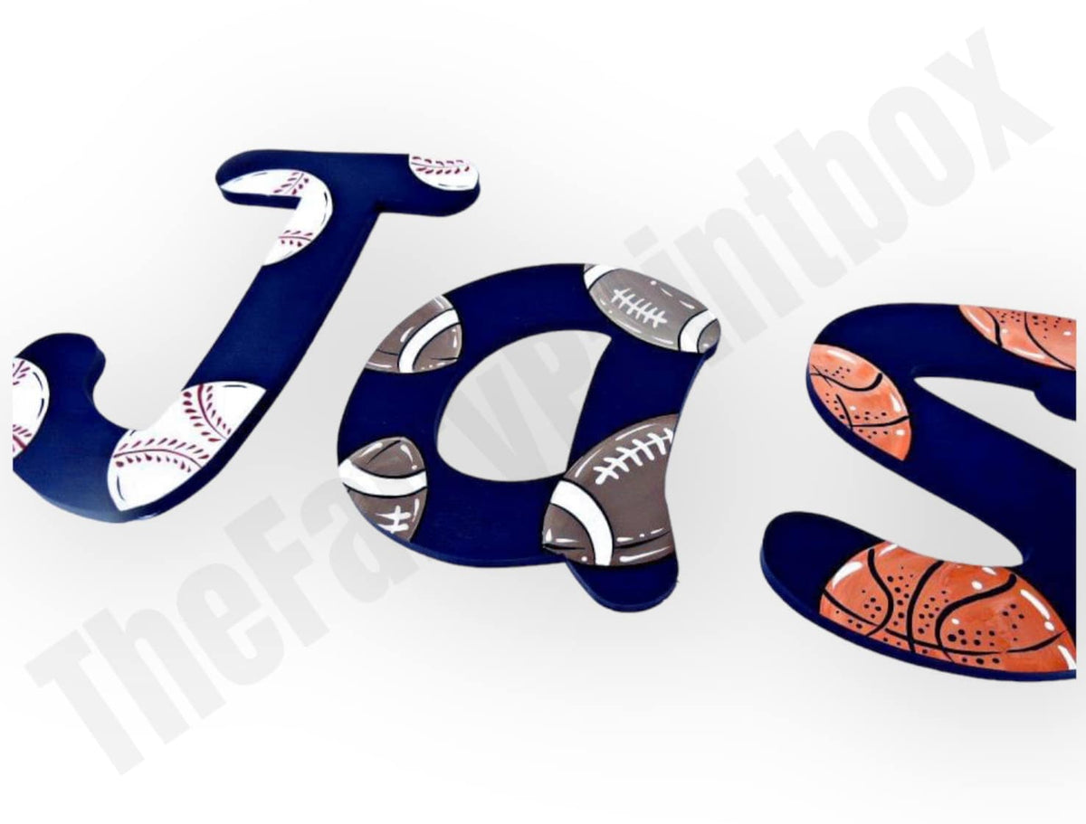 Sports Ball Collage Painted Wood Wall Letters – TheFairyPaintBox