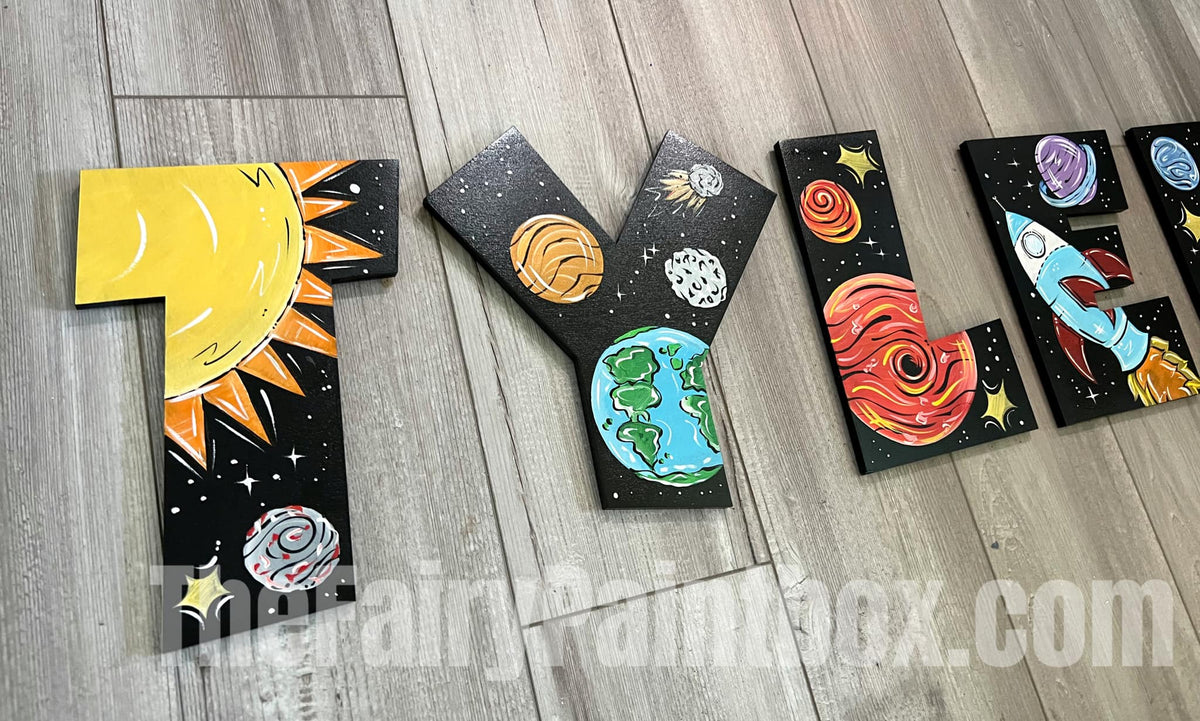Outer Space Cosmic Painted Wood Letters - Black – TheFairyPaintBox