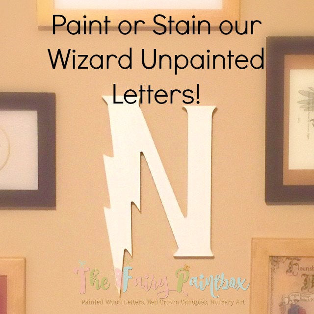 Wizard Unfinished Wood Letters - Unpainted Wizard Wall Letters - 1/2"