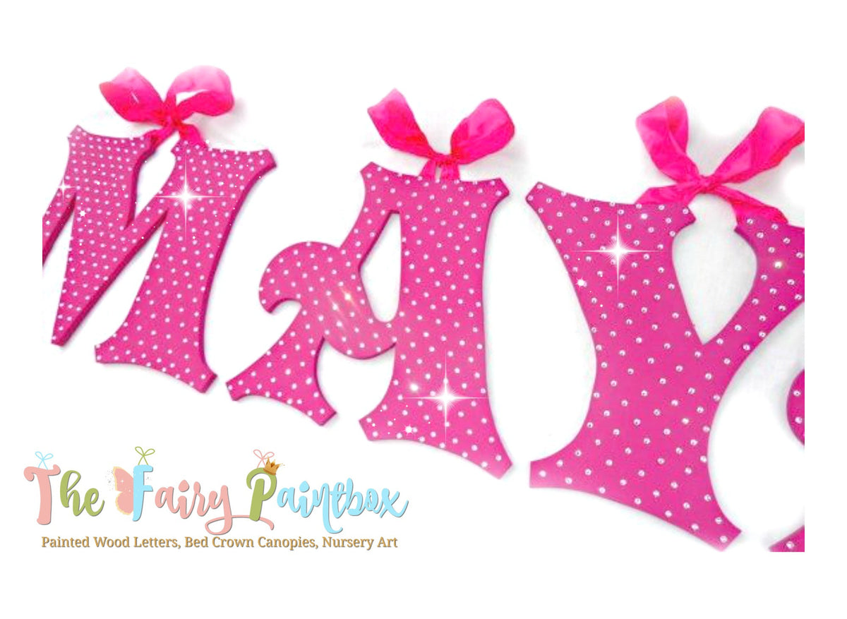 Sparkle Fuchsia Wall Letter Sign - Swarovski Crystal Pink Painted Lett ...