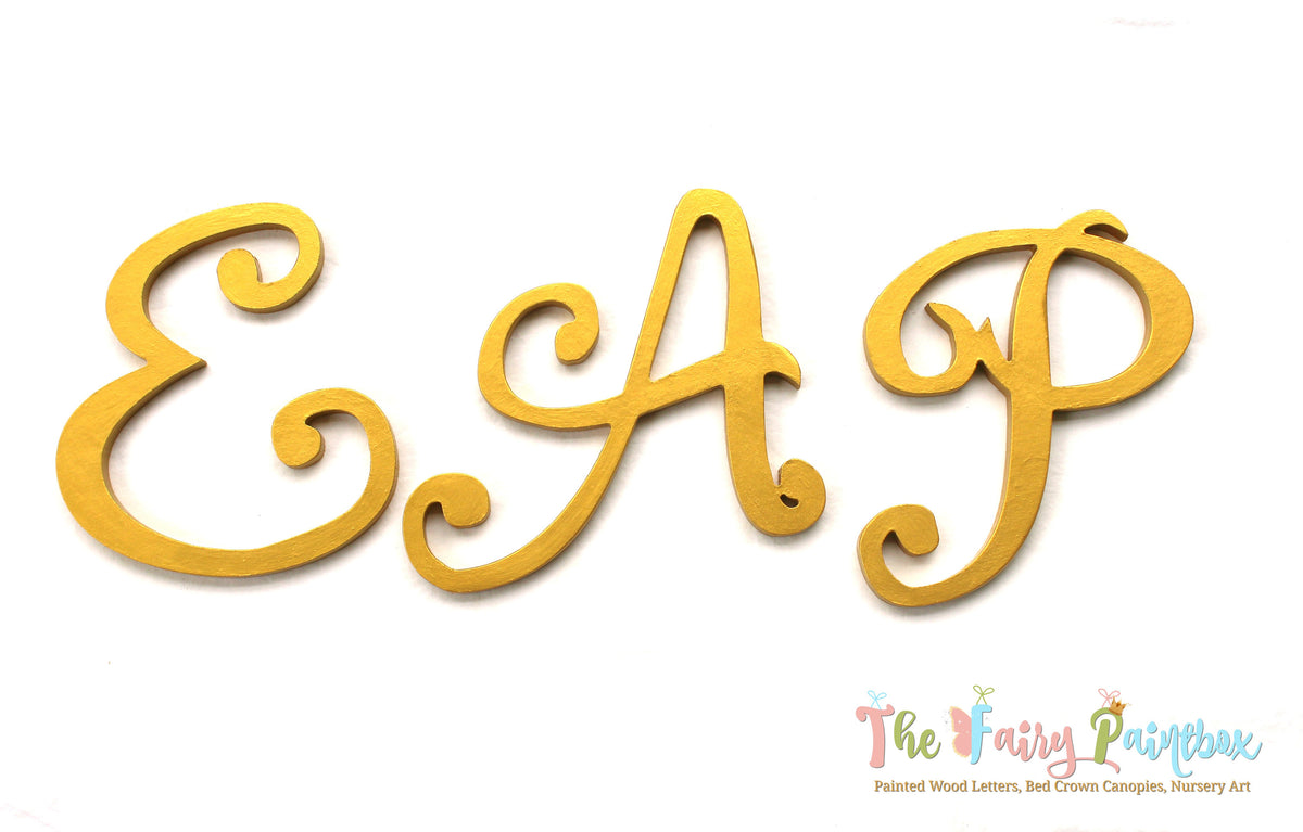 Gold Nursery Wall Large Monogram Letters - Monogram Wall Hanging - Woo ...
