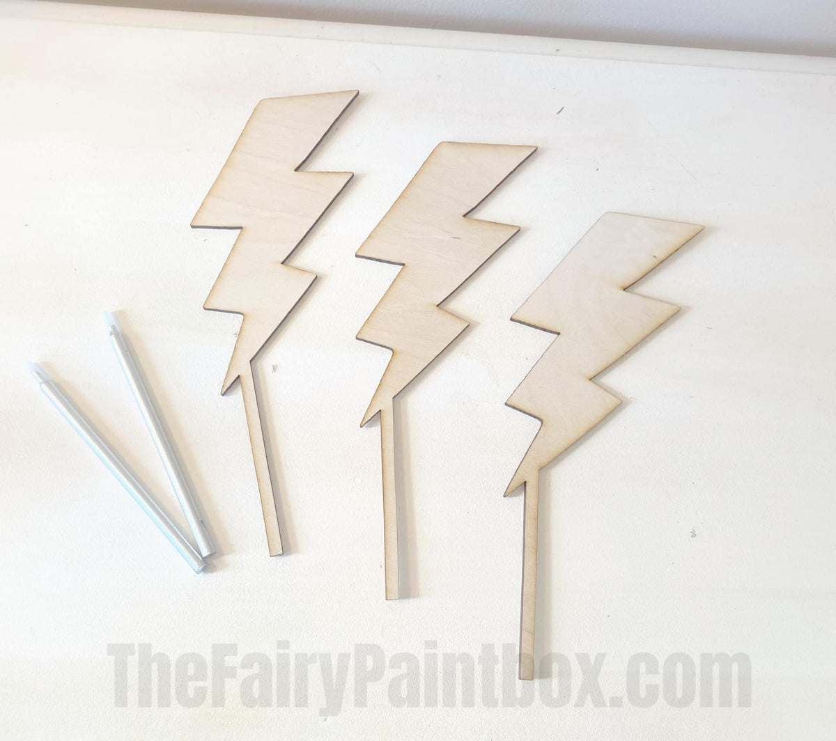 Unfinished Wood Lightning Bolt Cake Topper, Decorate Your Own Topper